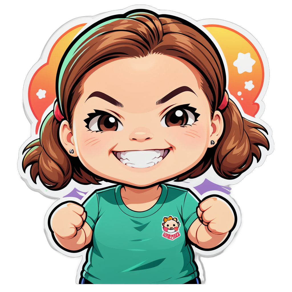 I made an AI sticker of chibi sara duterte smiling and showing closed fists