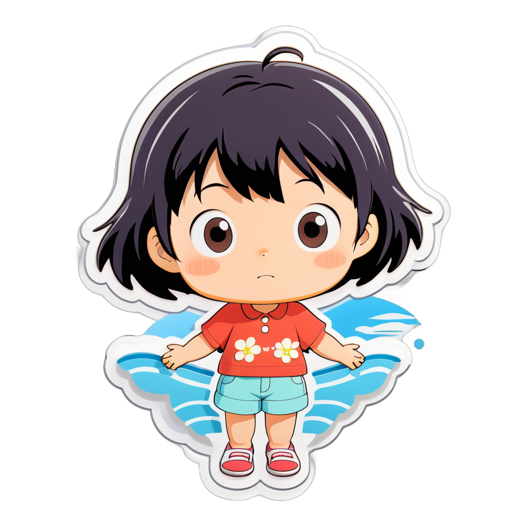 I made an AI sticker of Chibi Maruko-chan is on vacation