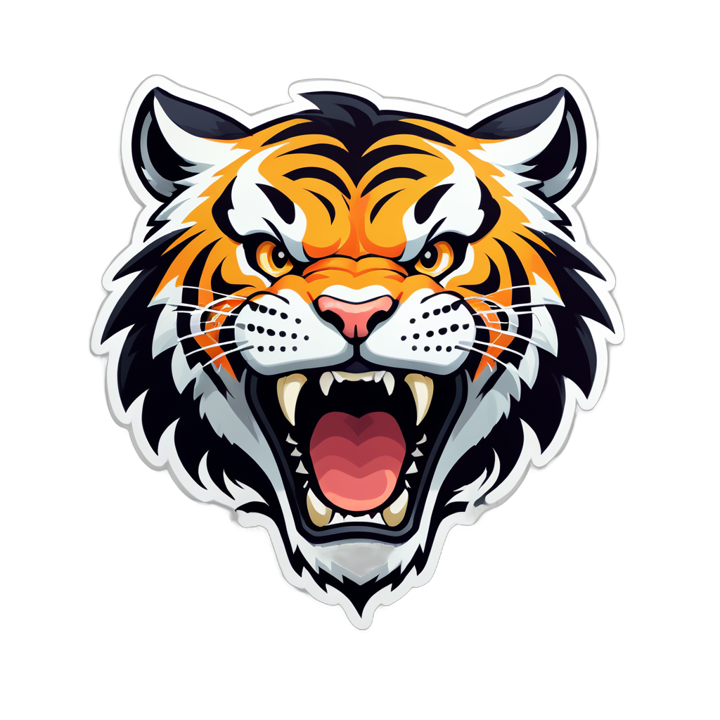 I made an AI sticker of The tiger avatar fiercely opens its mouth and ...
