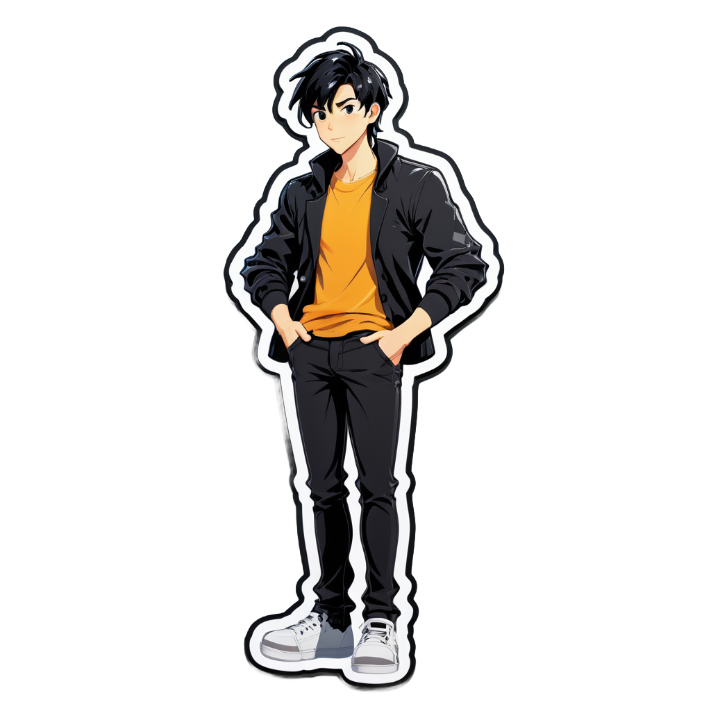 I made an AI sticker of Tall guy who streams with black hair