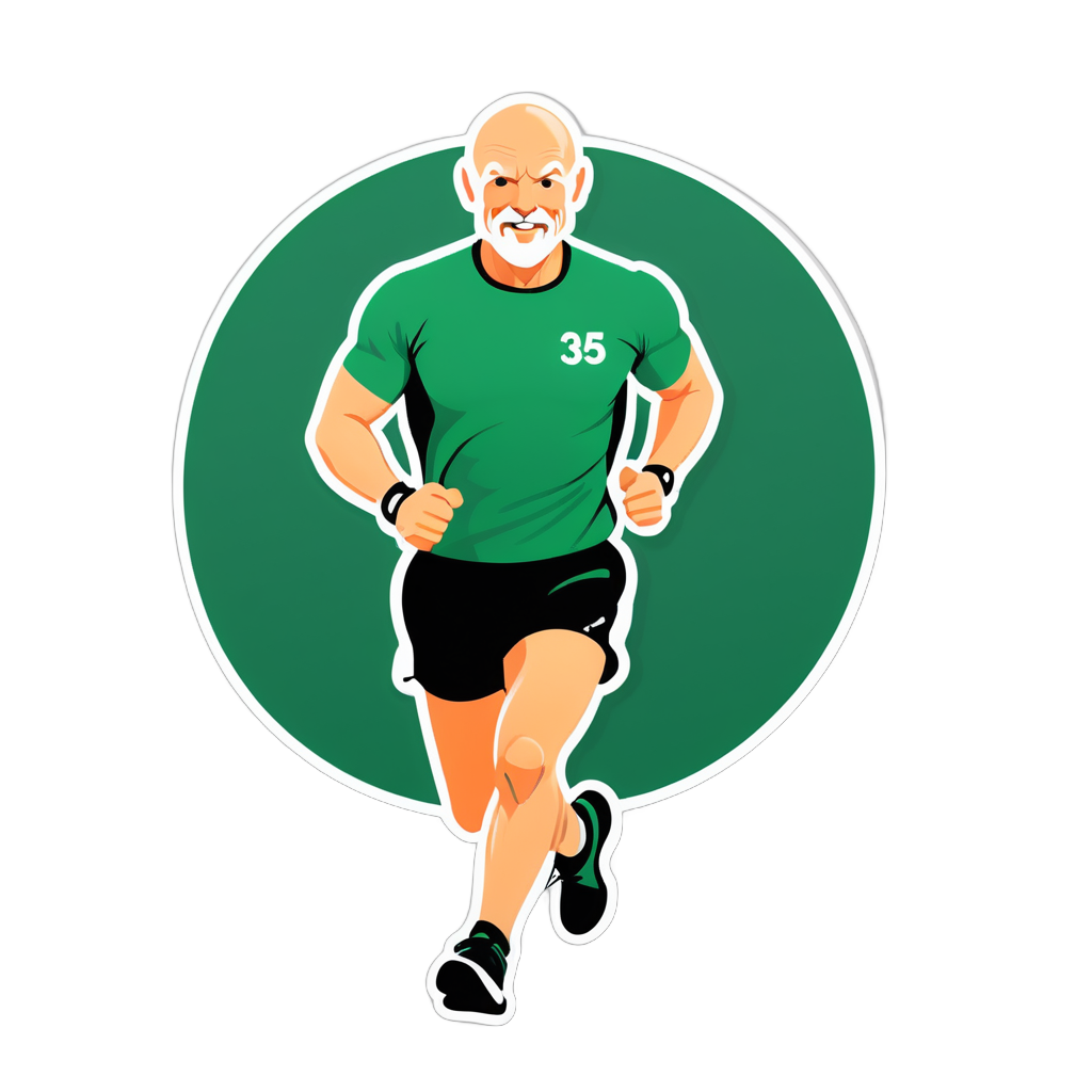 I made an AI sticker of bald fit 55 year old irish mountain runner. No ...