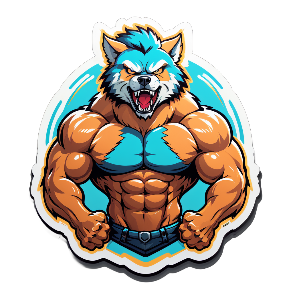 I made an AI sticker of a muscle wolf