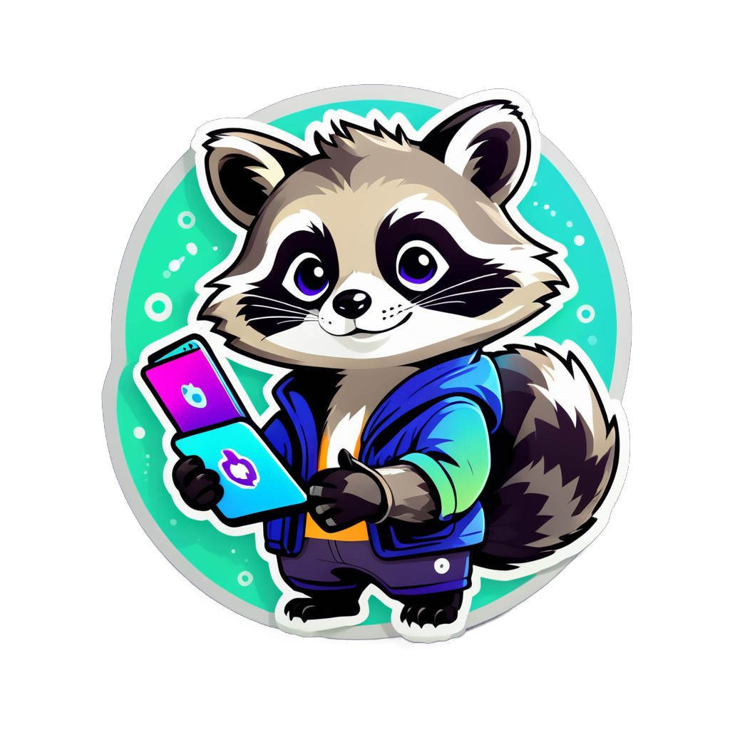 I made an AI sticker of A programmer raccoon