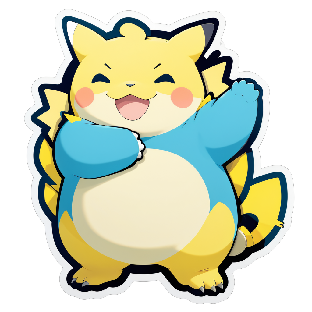 I made an AI sticker of Snorlax hugging pikachu