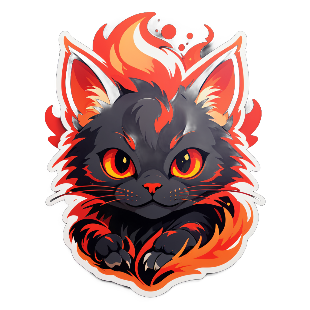 I made an AI sticker of Ember cat with red eyes