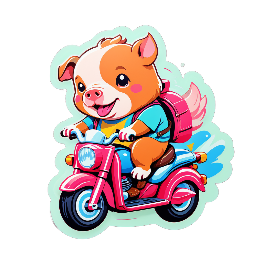 I made an AI sticker of Dog riding pig