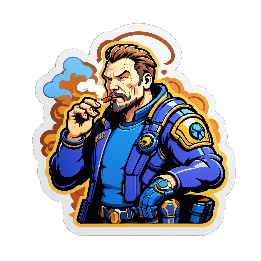 I made an AI sticker of Raynor (from Starcraft) smoking a cigar