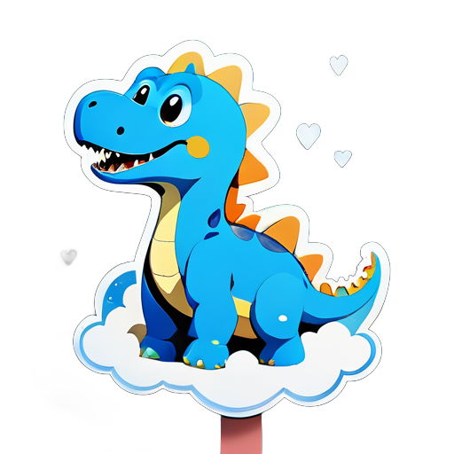 I made an AI sticker of Cute Blue Dinosaur On Clouds