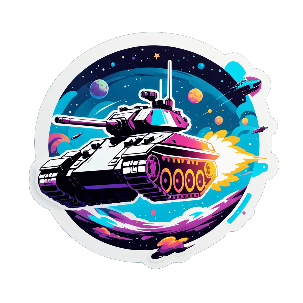 I made an AI sticker of a flying tank on the space