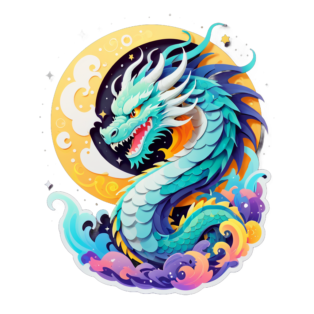 I made an AI sticker of Moon and dragon