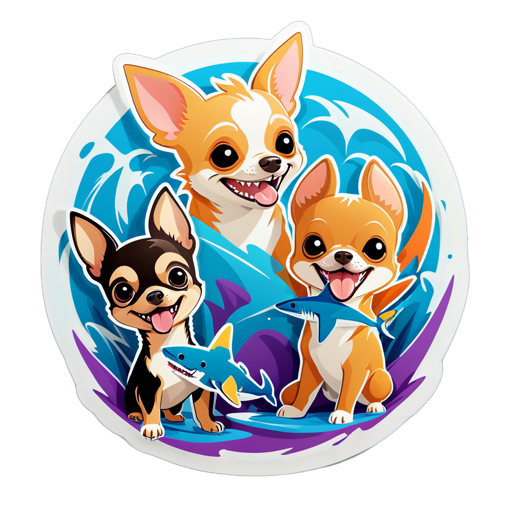 I made an AI sticker of Chihuahua and shark best friends