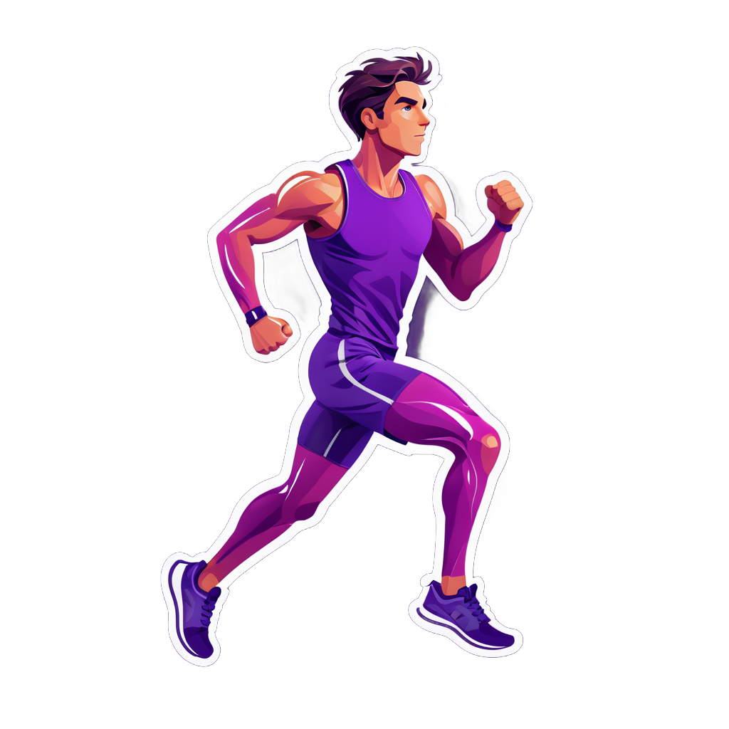 I made an AI sticker of male runner color purple