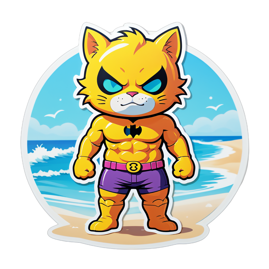 I made an AI sticker of catman in beach