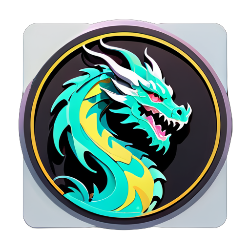 I made an AI sticker of Dragon, circular, detailed details