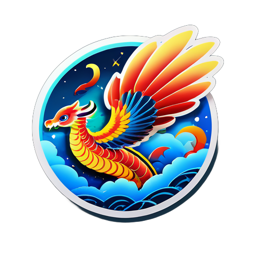 I made an AI sticker of Chinese Loong flies in the sky, detailed ...