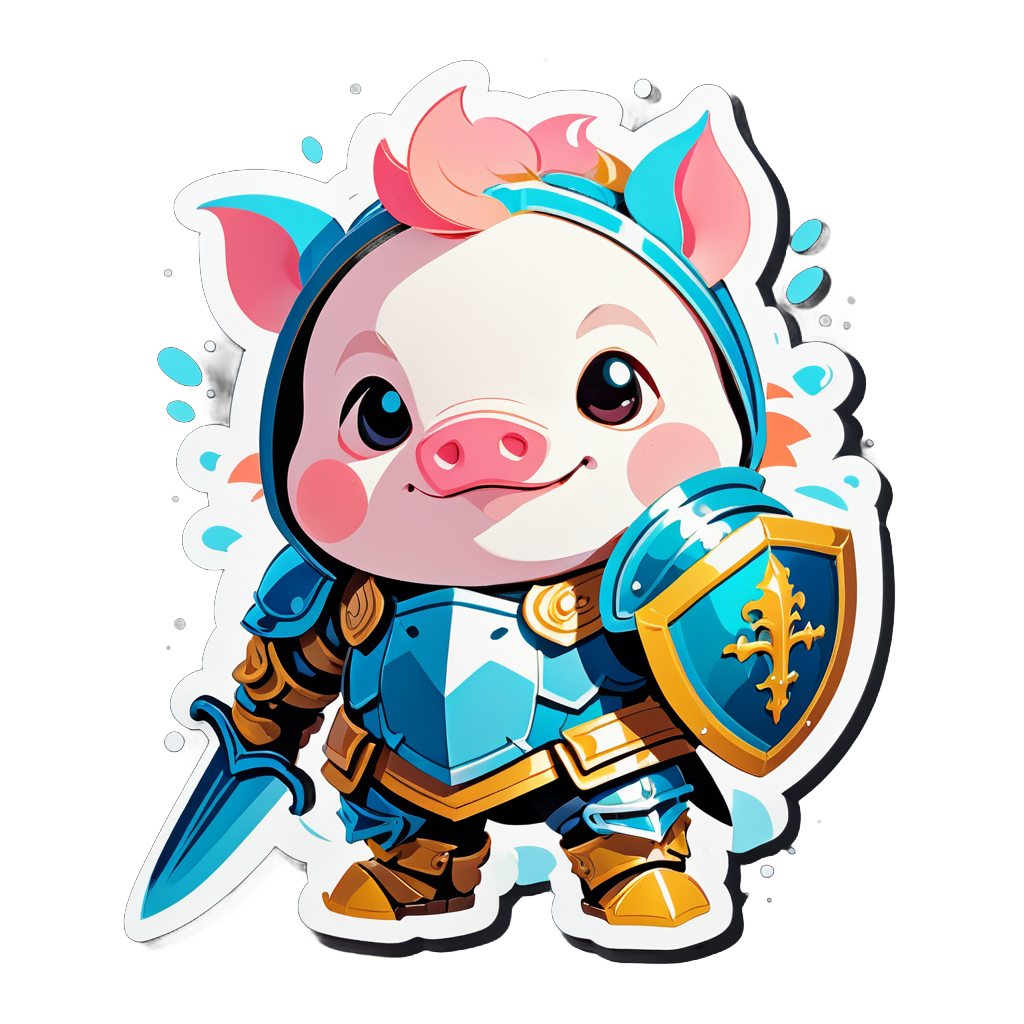 I made an AI sticker of knight pig cute