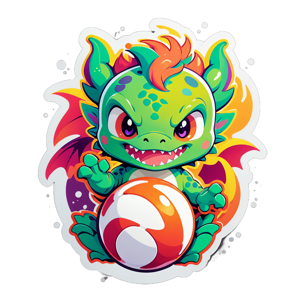 I made an AI sticker of cute dragon play ball