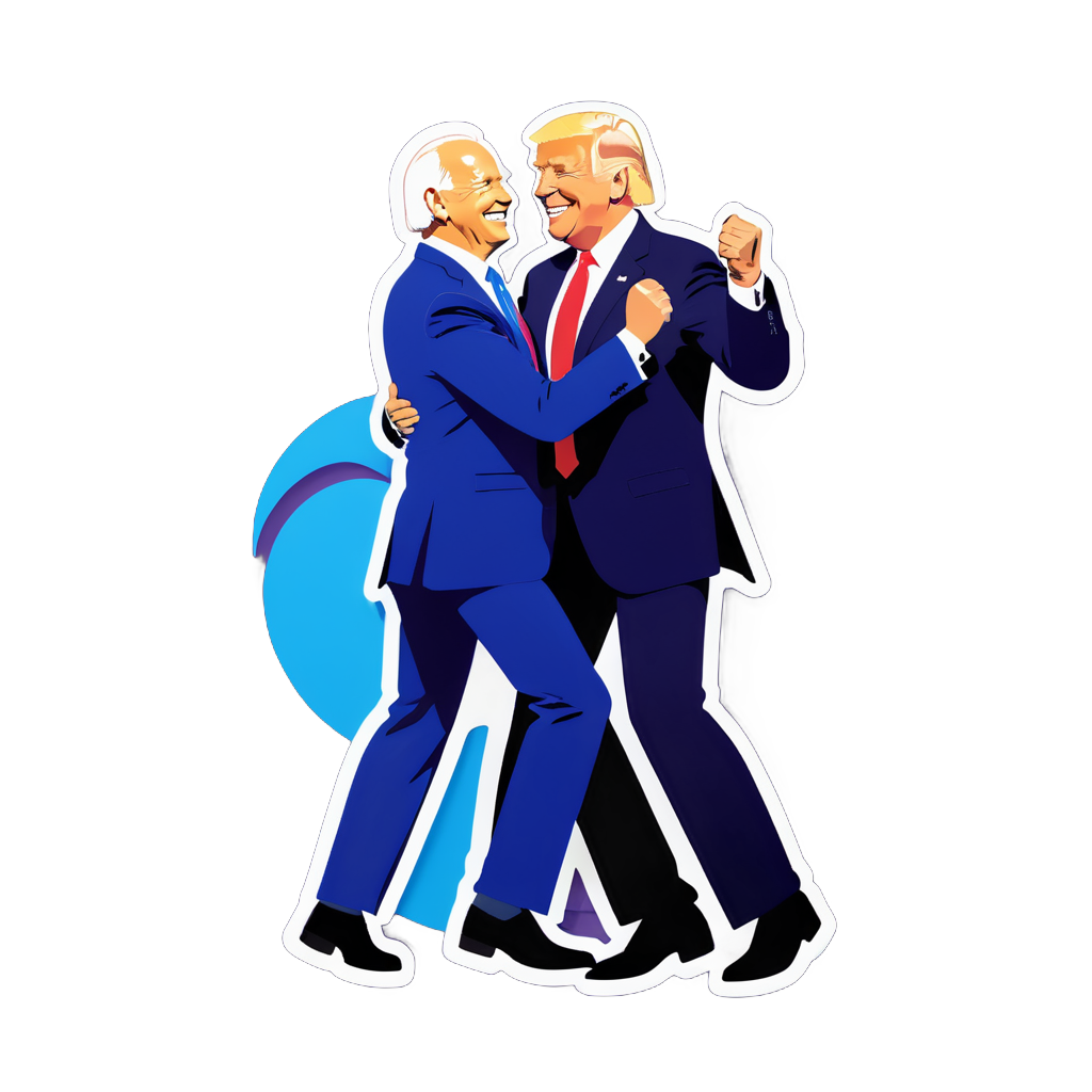 I made an AI sticker of Trump dancing with Biden