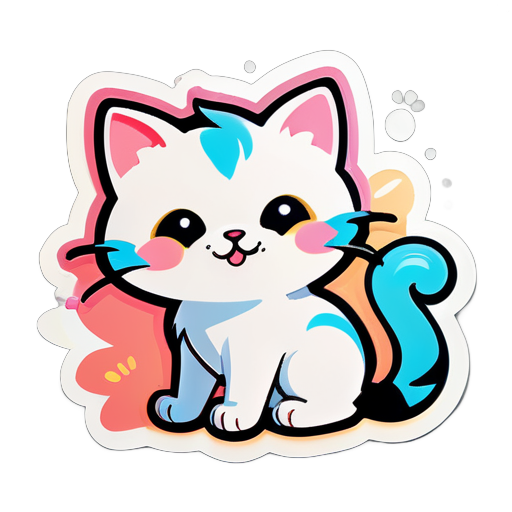 I made an AI sticker of cute cat play