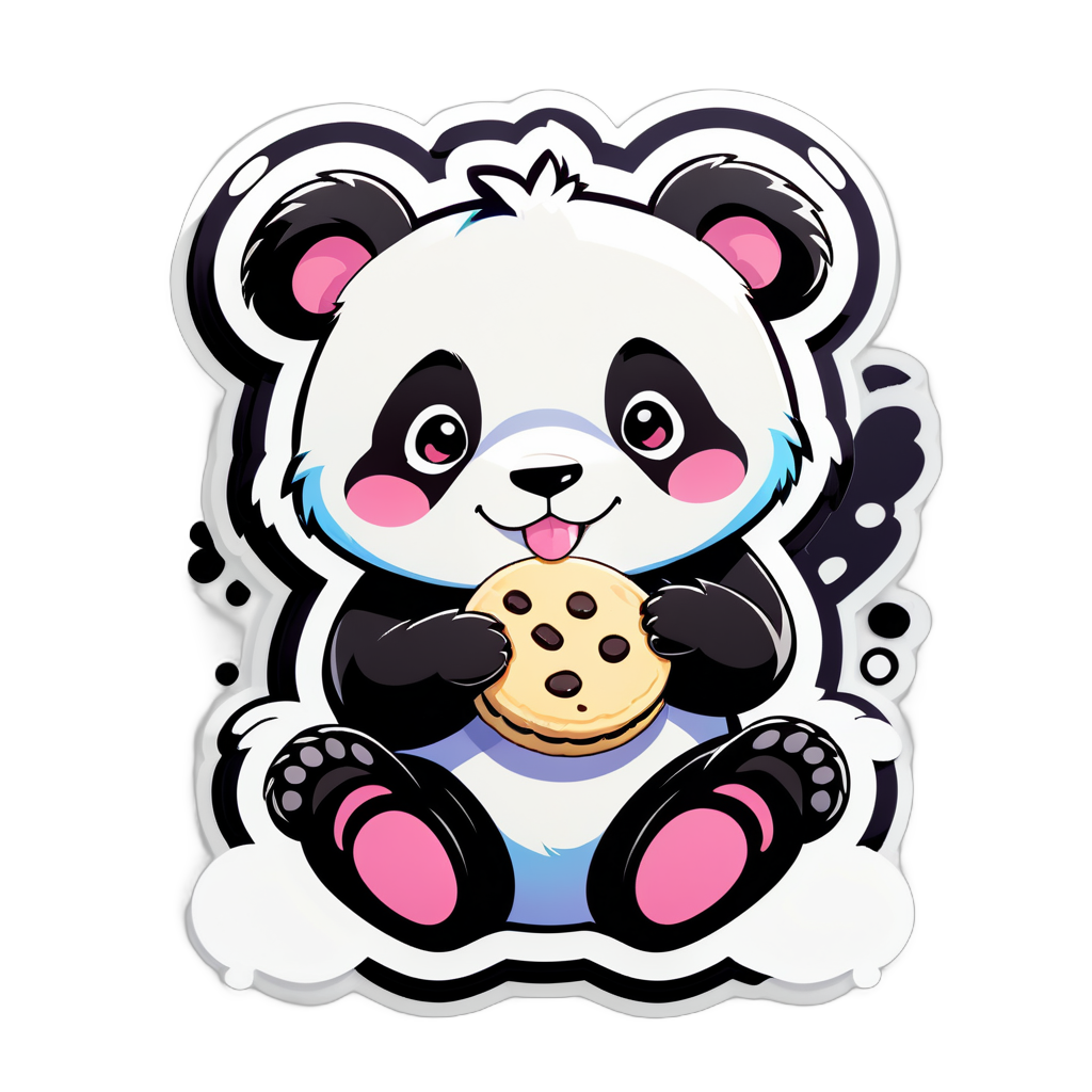 I made an AI sticker of cute panda eating cookie