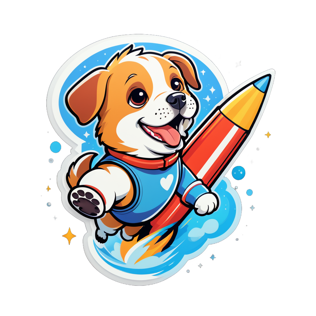 I made an AI sticker of a dog fly with rocket