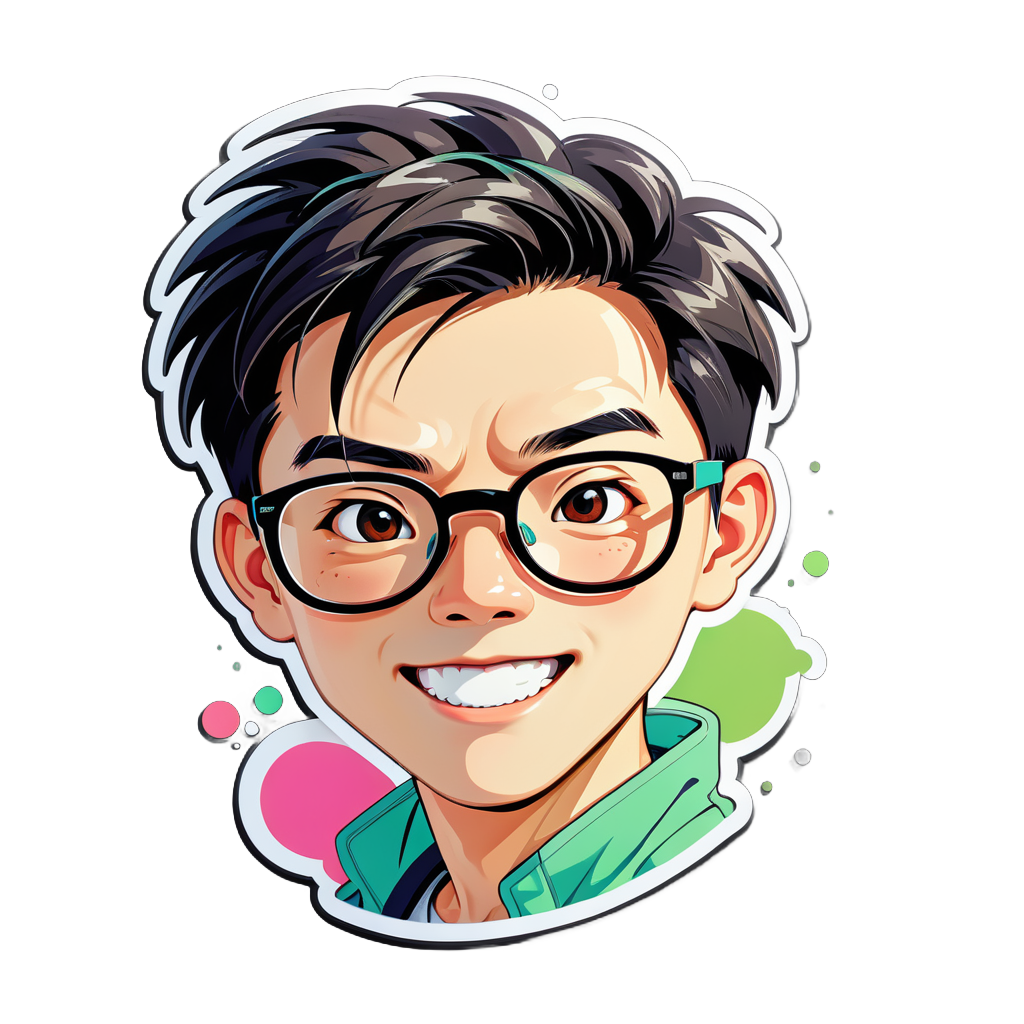I made an AI sticker of a chinese young guy with specs