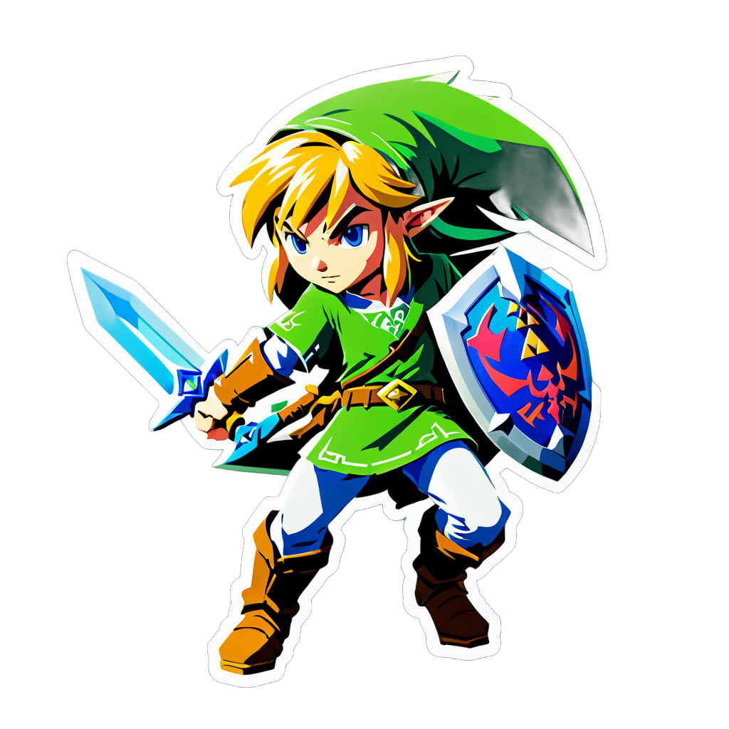 I made an AI sticker of link of The Legend of Zelda‘s Attack posture