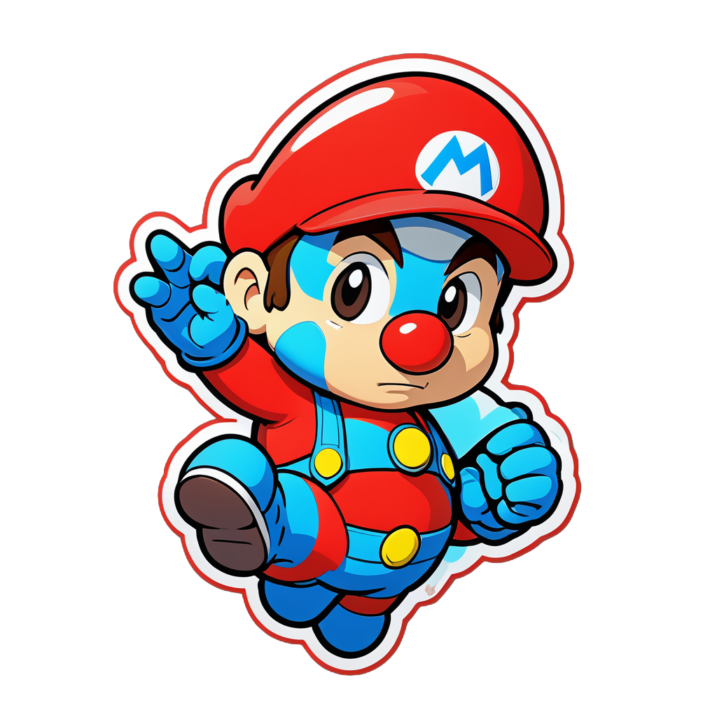 I made an AI sticker of nintendo mario cosplay super-man