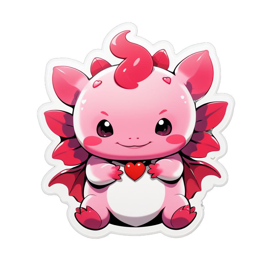 I made an AI sticker of make a sticker of a smiling chibi axolotl ...