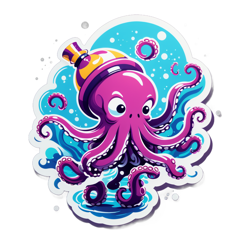 I made an AI sticker of An octopus juggler