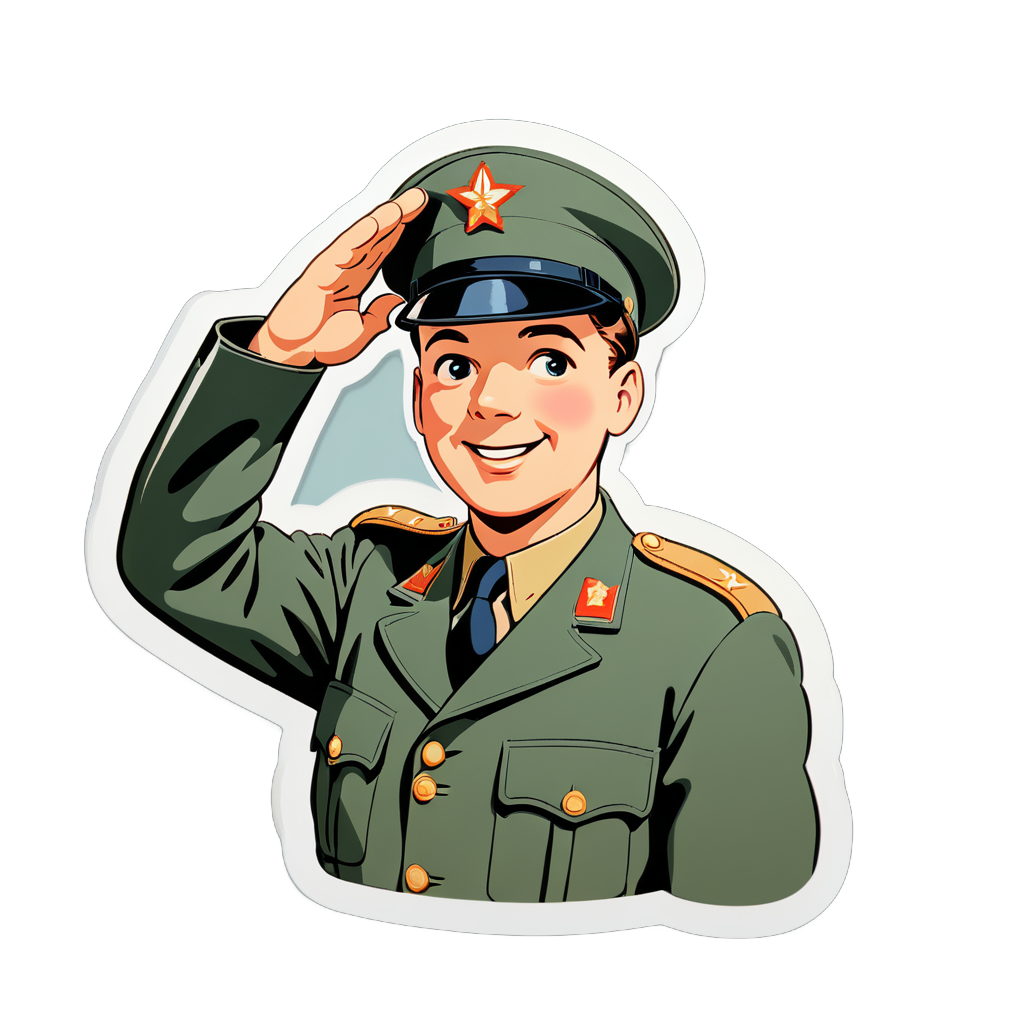 I made an AI sticker of saluting in the 40s