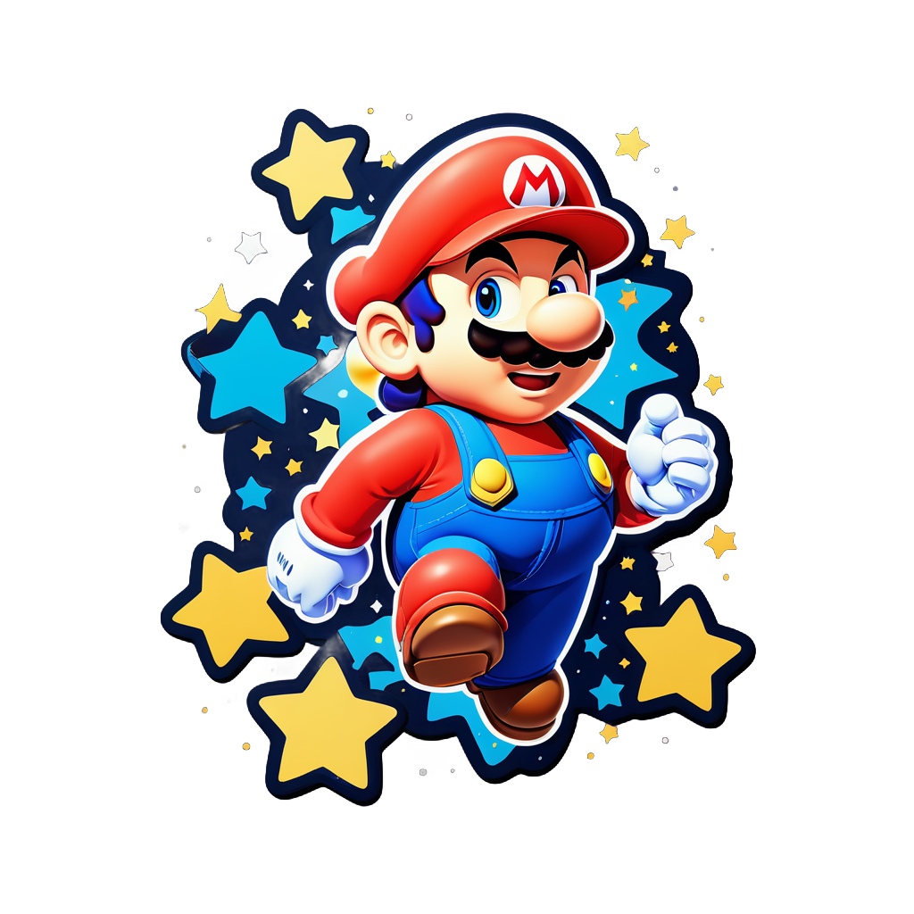 I made an AI sticker of Mario take stars
