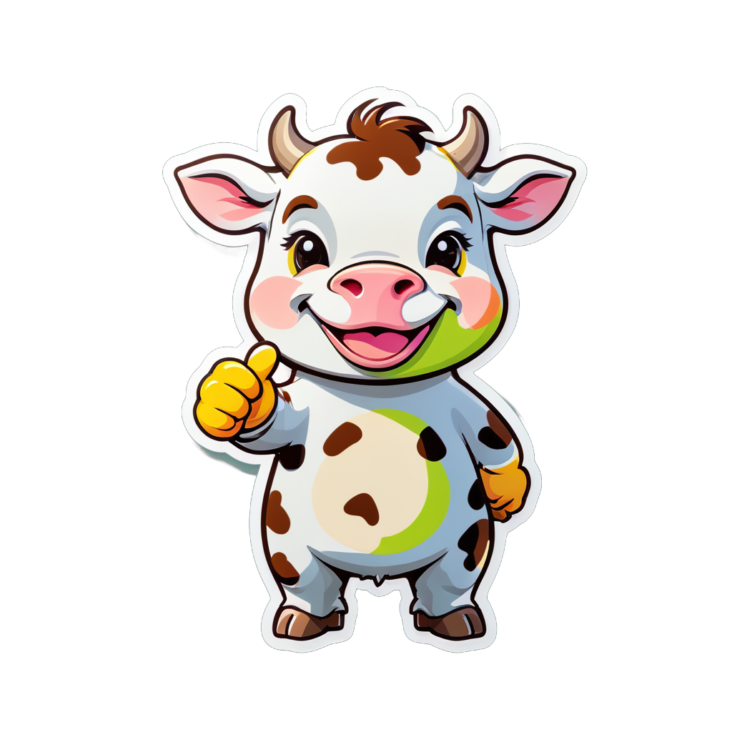 I made an AI sticker of Thumbs up Little cow
