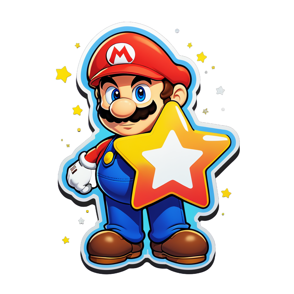 I made an AI sticker of Mario get a star