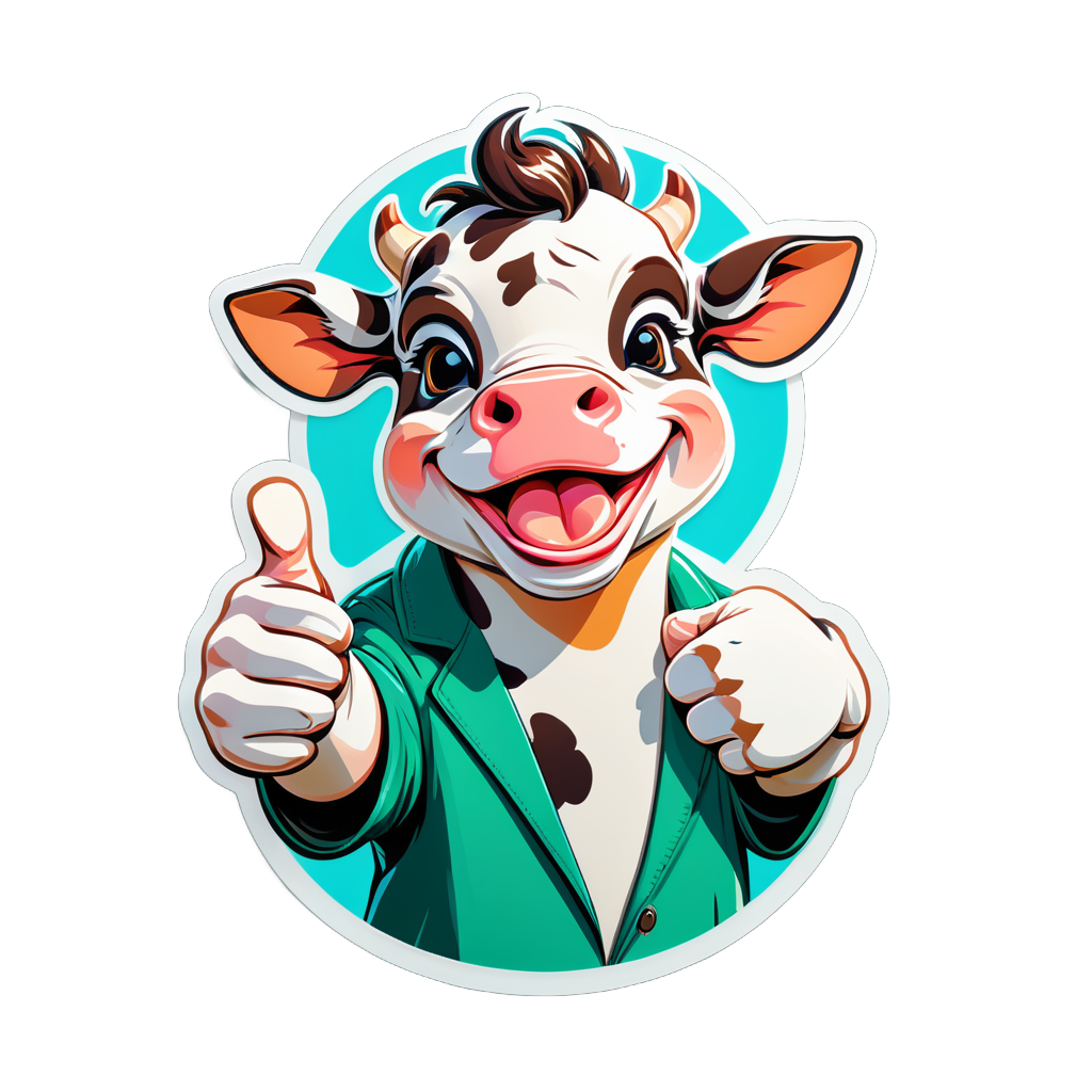 I made an AI sticker of Thumbs up Little Head Cow