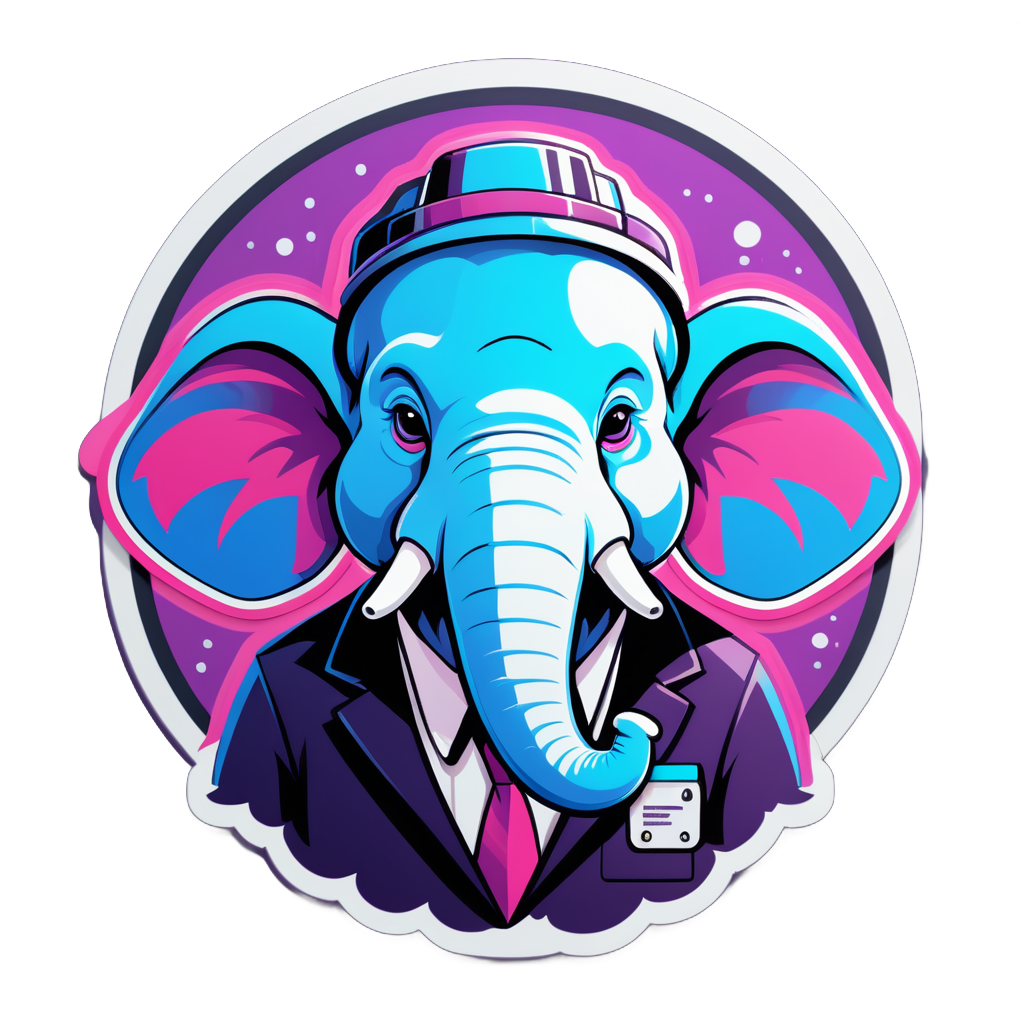 I made an AI sticker of A serious anthropomorphic elephant software ...