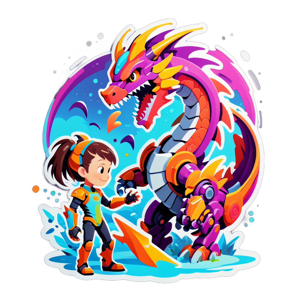 I made an AI sticker of human play with robot dragon