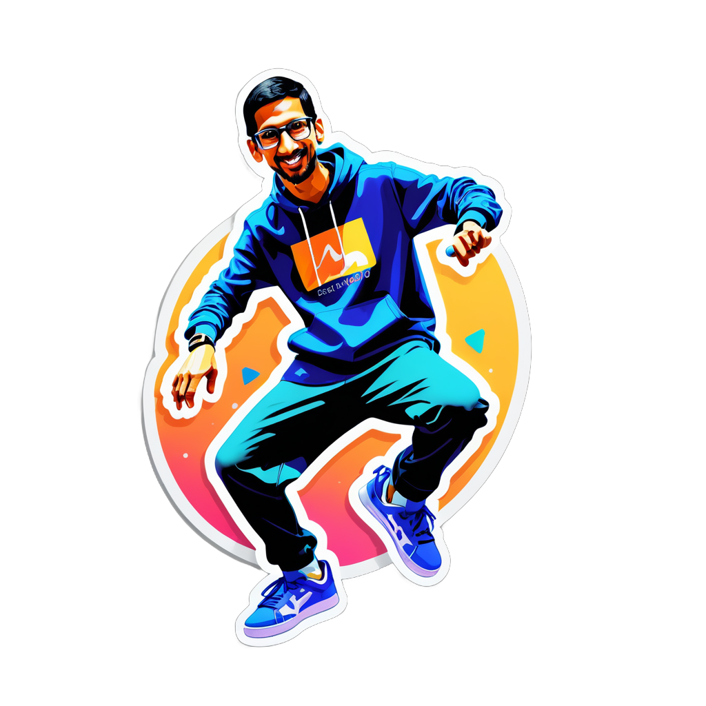 I made an AI sticker of sundar pichai breakdance