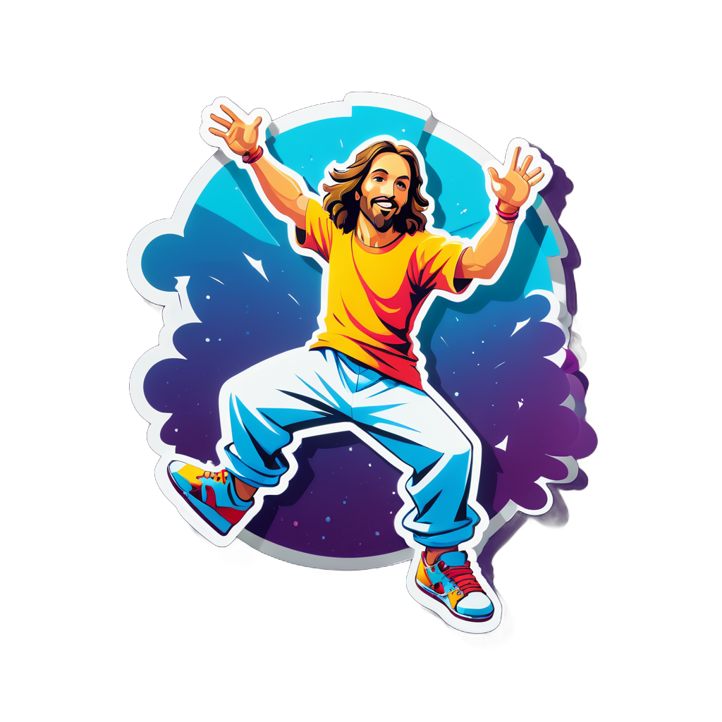 I made an AI sticker of jesus breakdance