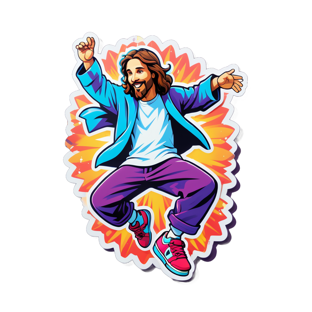 I made an AI sticker of jesus breakdance