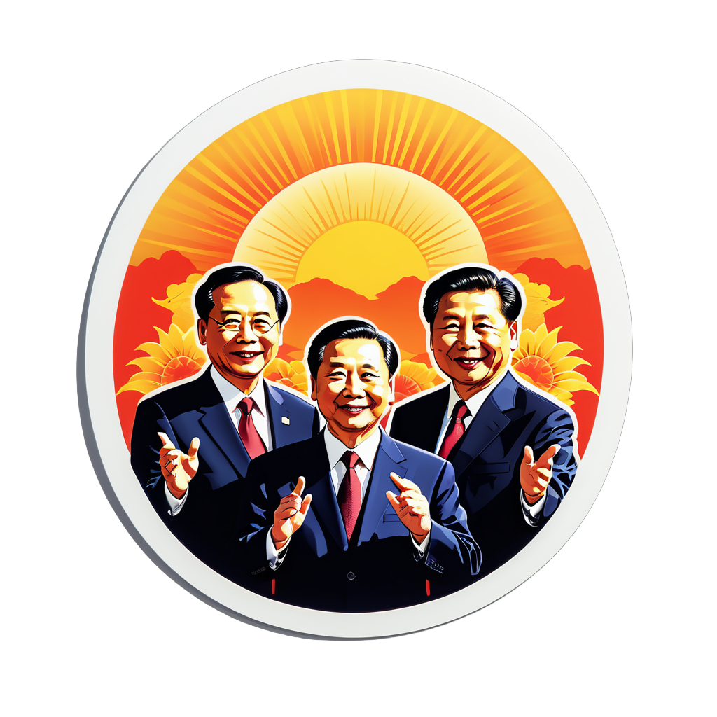I made an AI sticker of The sun shines behind Chinese leaders