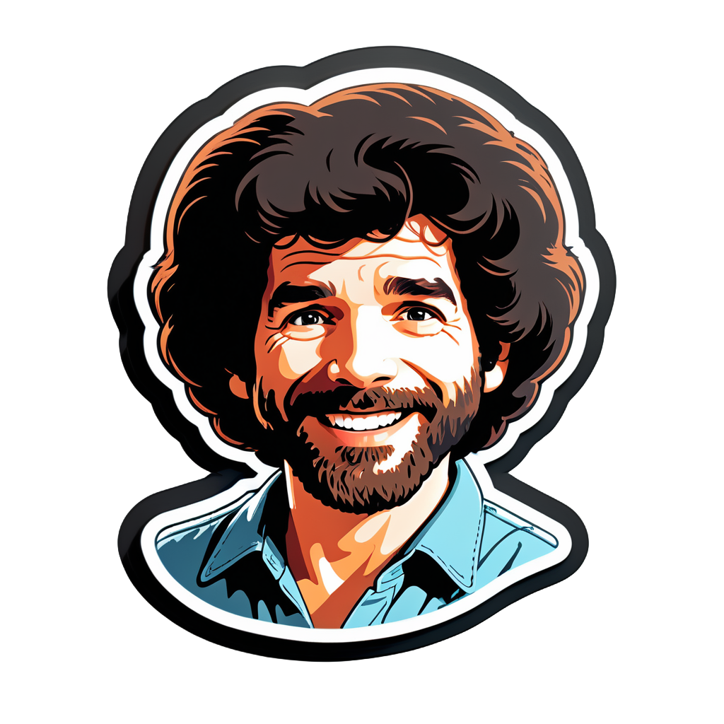 I made an AI sticker of ross geller as Bob Ross