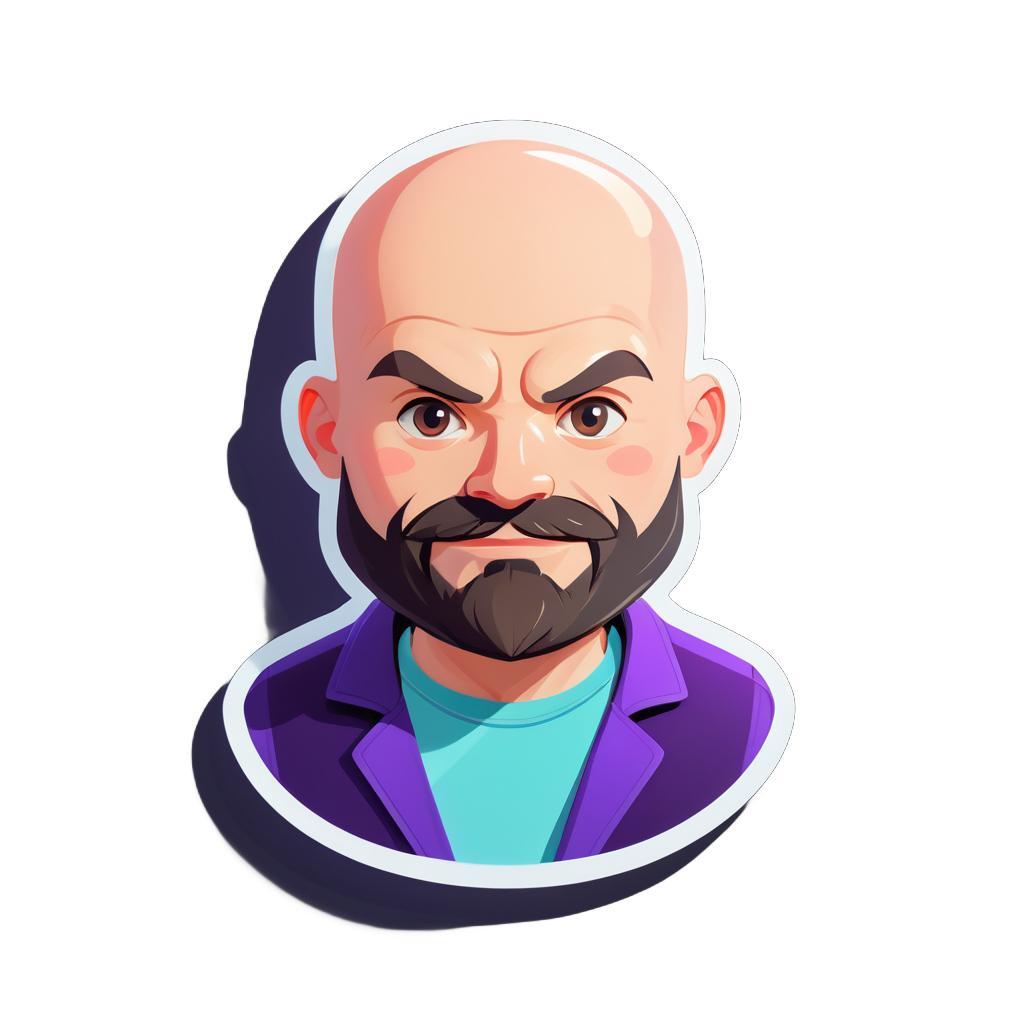 I made an AI sticker of man developer, bald, with a short beard ...