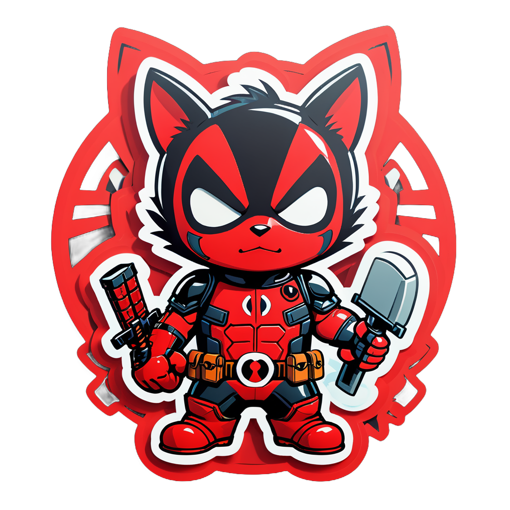 I made an AI sticker of cat deadpool