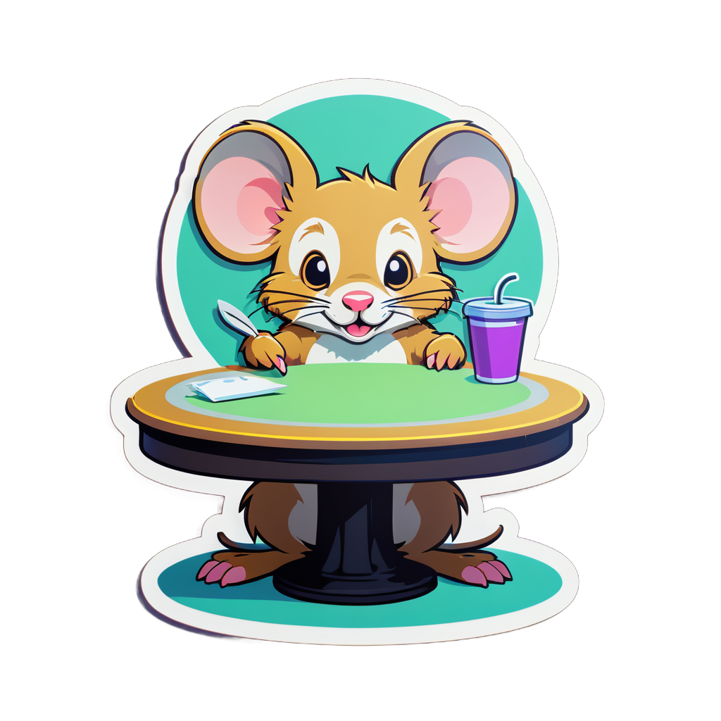 I made an AI sticker of A rat in the table