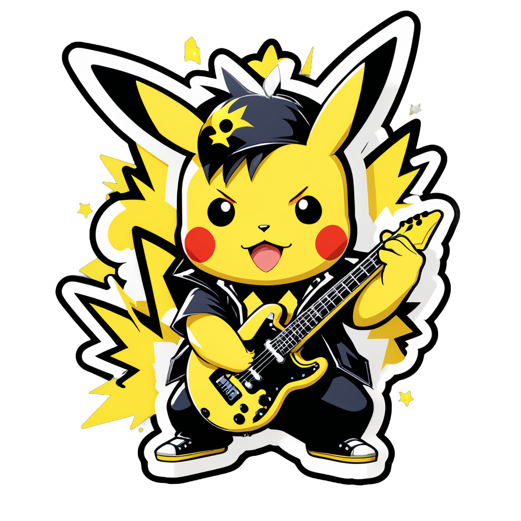 I made an AI sticker of pikachu as member pf Kiss band