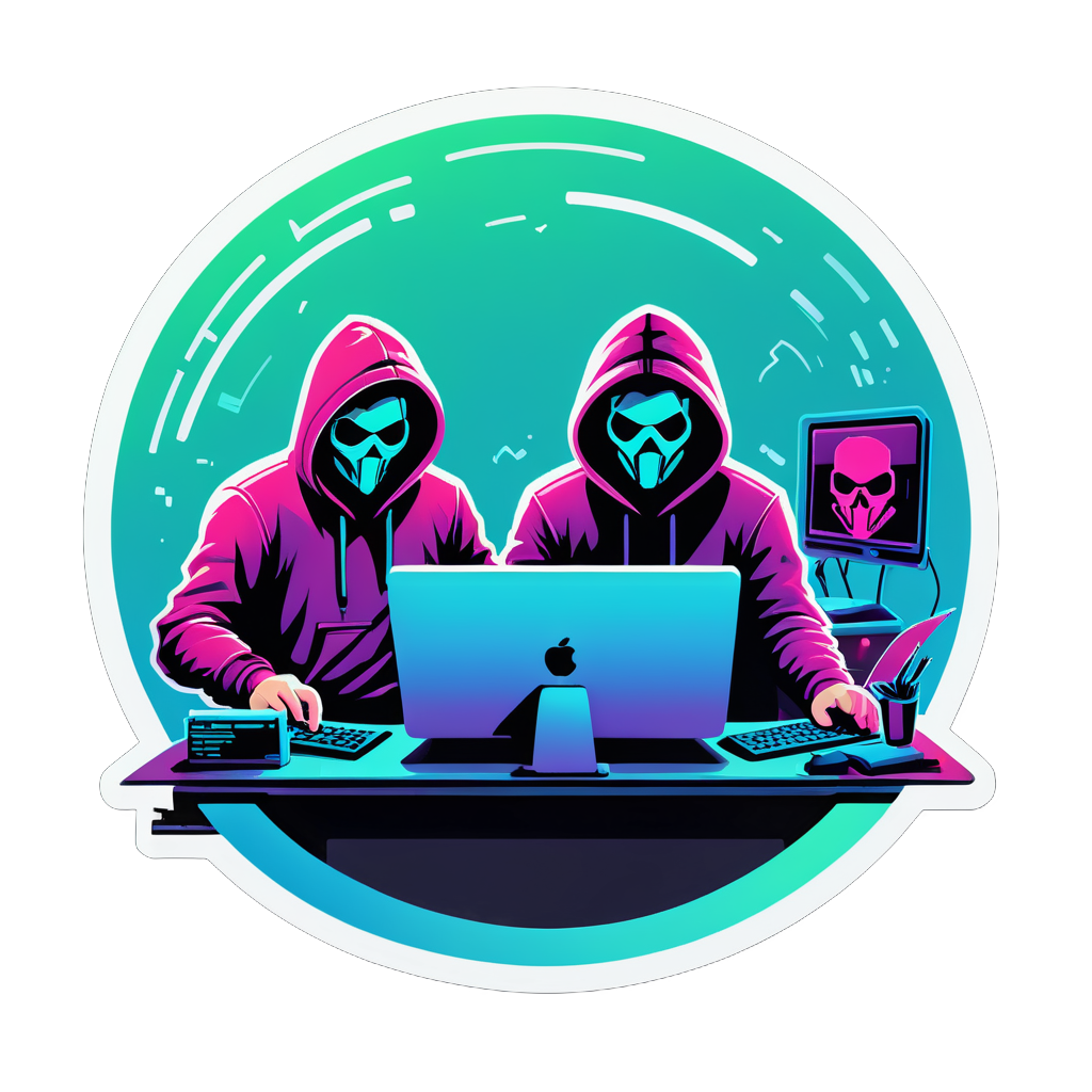 I made an AI sticker of computer hackers