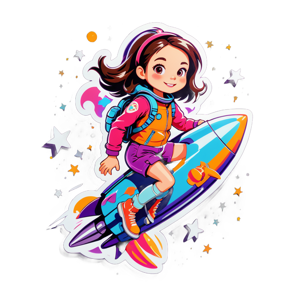 I made an AI sticker of girl riding a rocket
