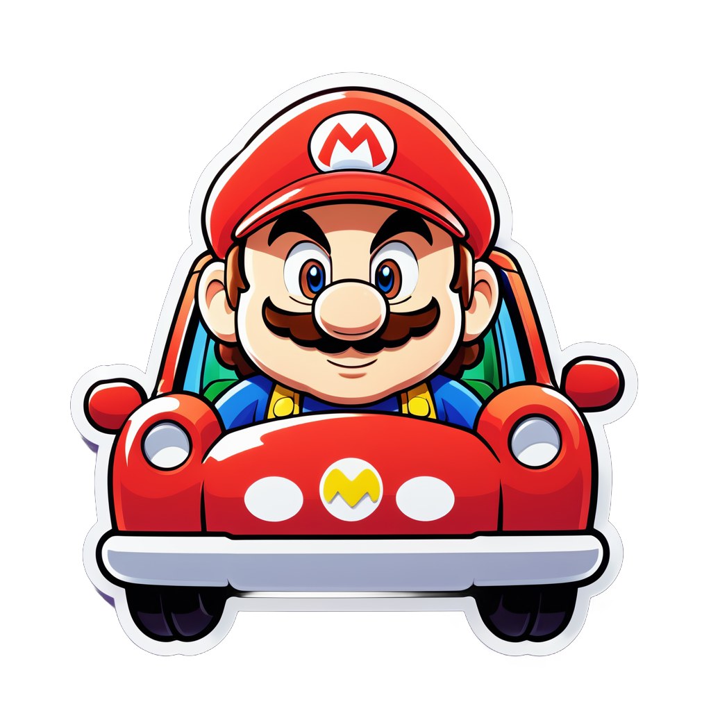 I made an AI sticker of mario in a car